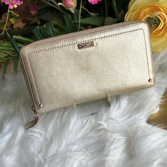 kate spade | Bags | Kate Spade Long Zip Around Wallet In Champagne Gold ...